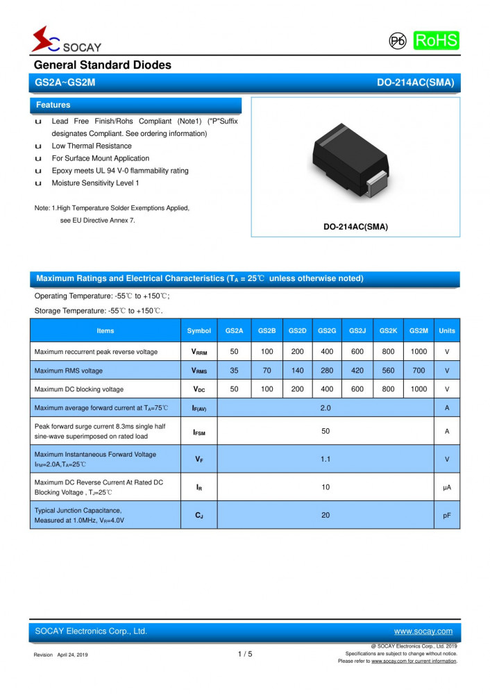 GS2M datasheet page 1