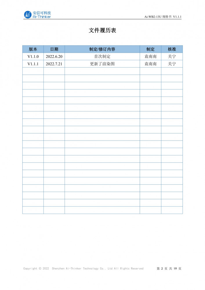 Ai-WB2-13 datasheet page 2