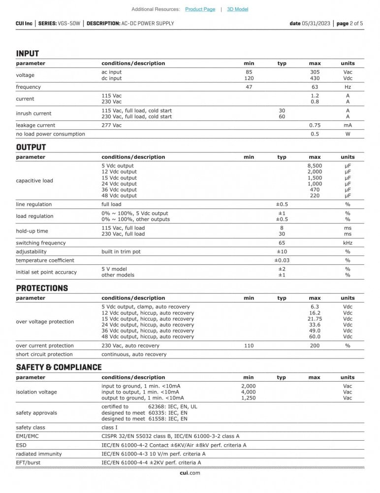 VGS-50W-24-A datasheet page 2