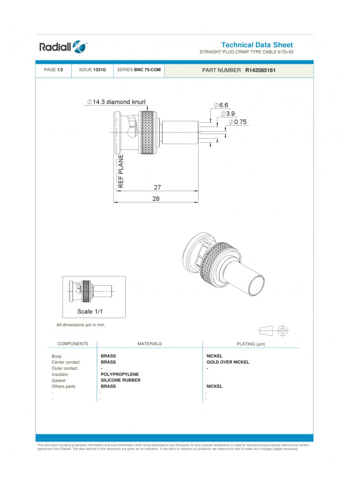 Radiall R142085161 product datasheet, page 1