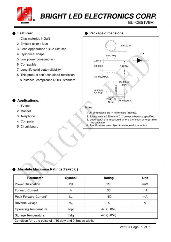 BL-CB51V6M technical document page 1