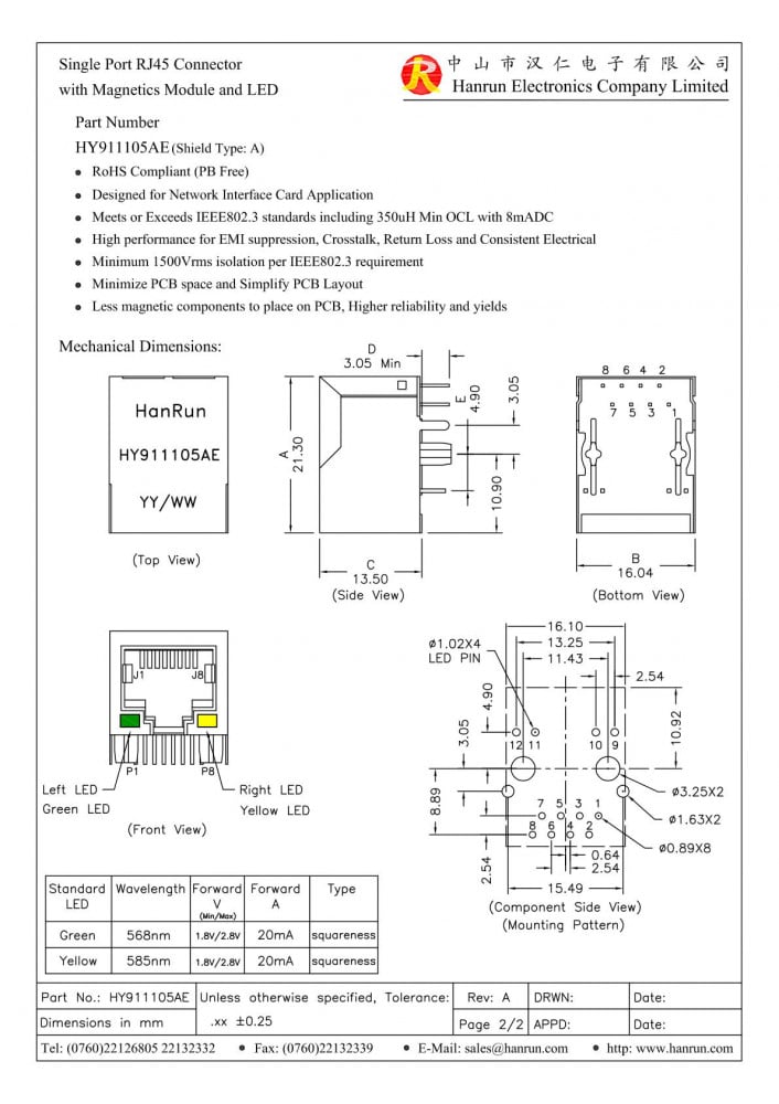 HY911105AE datasheet page 2