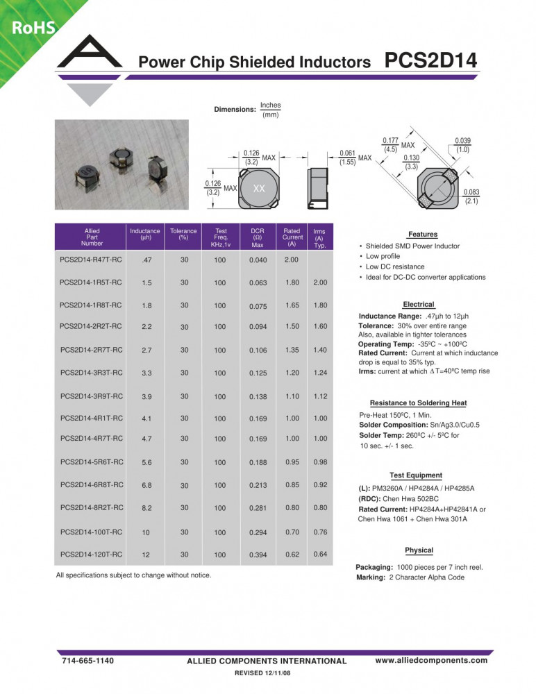 PCS2D14 series product document preview