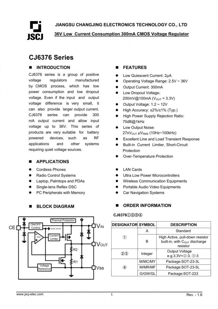 CJ6376 datasheet page 1