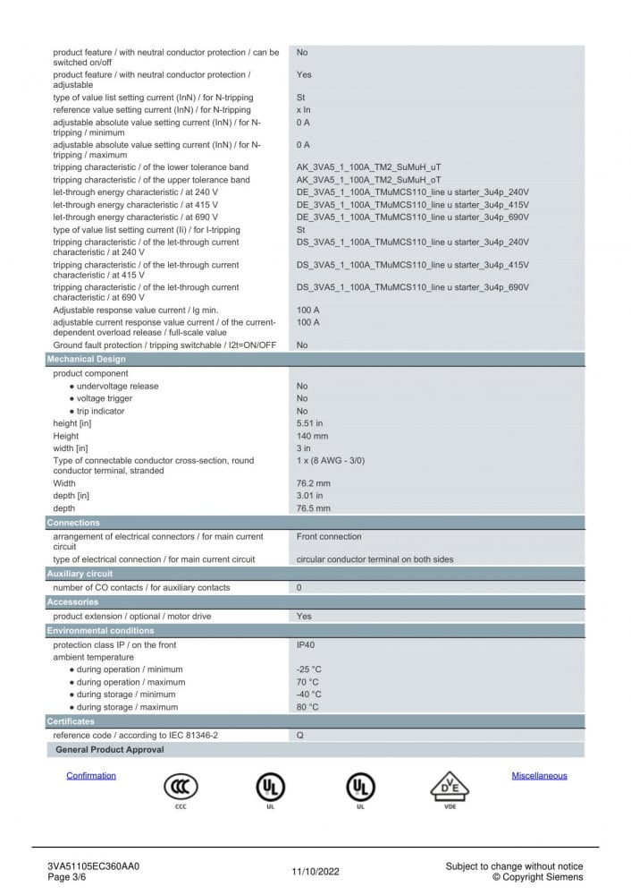 3VA5110-5EC36-0AA0 technical document page 3