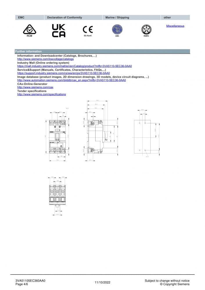 3VA5110-5EC36-0AA0 technical document page 4