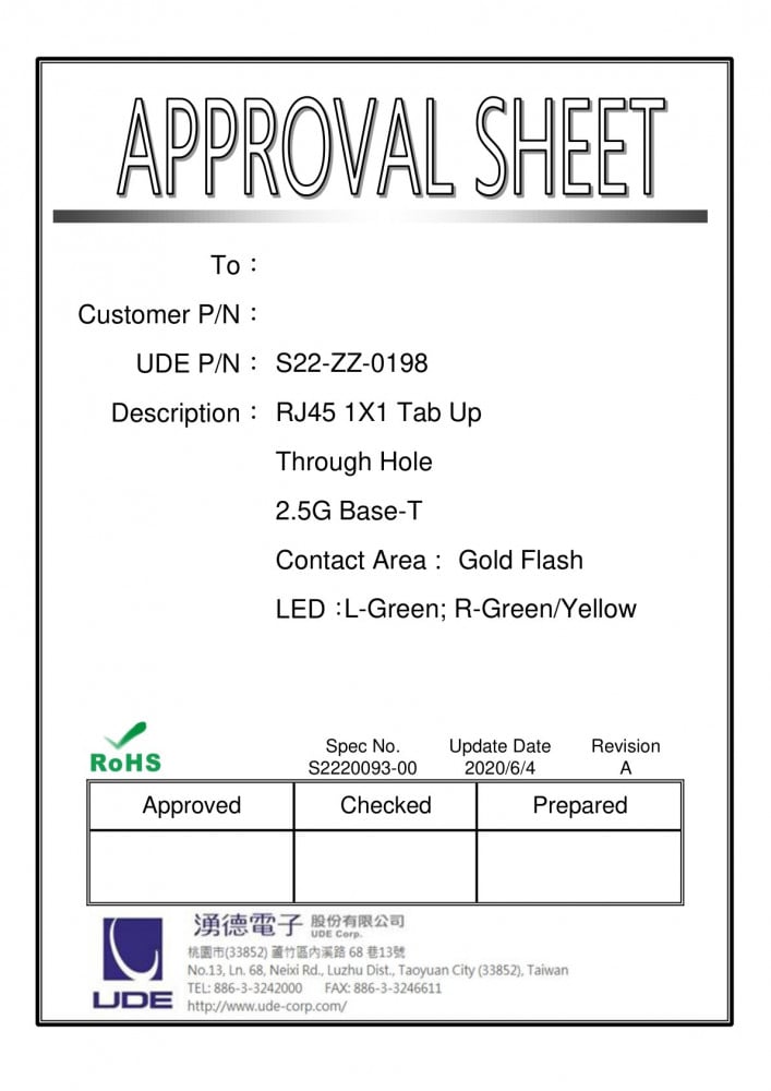S22-ZZ-0198 approval sheet page 1