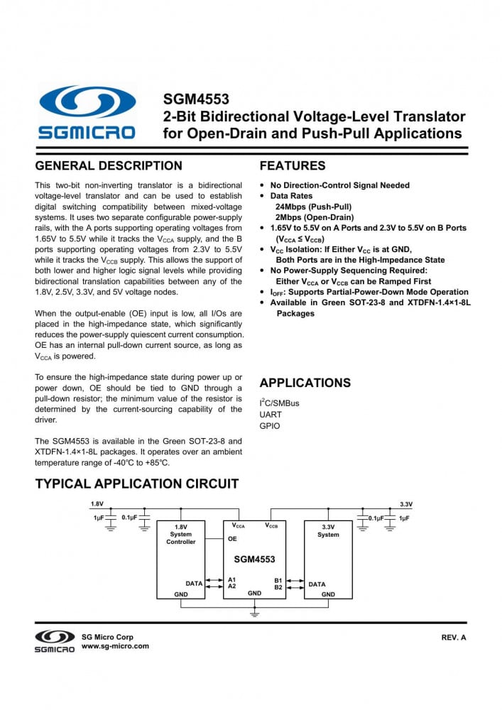 SGM4553 datasheet page 1