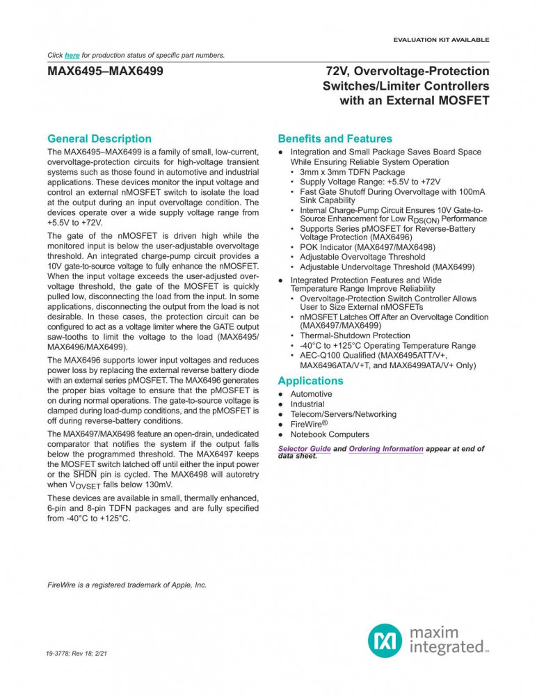 MAX6495 datasheet page 1