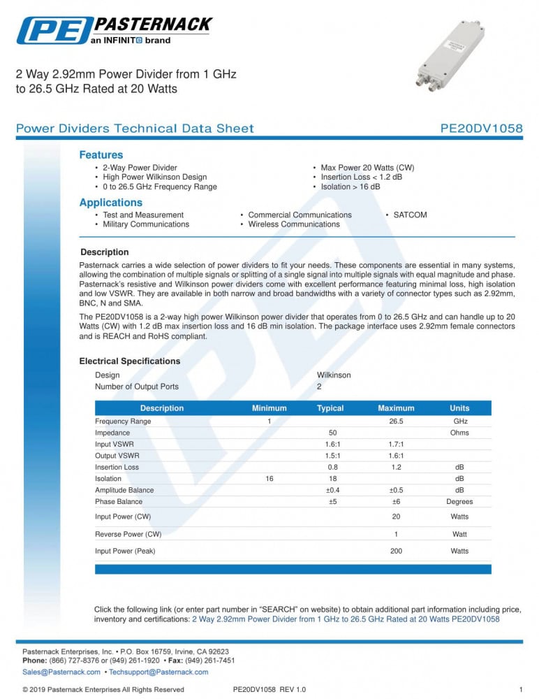 PE20DV1058 datasheet page 1