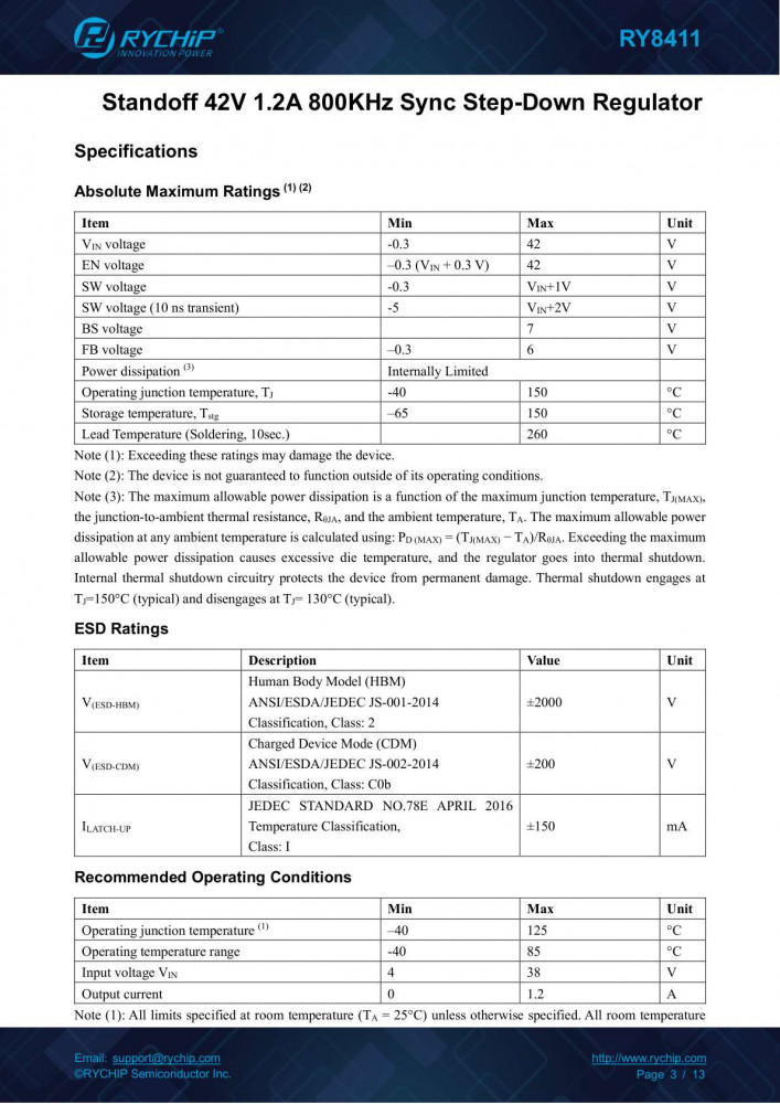 RY8411 datasheet page 3