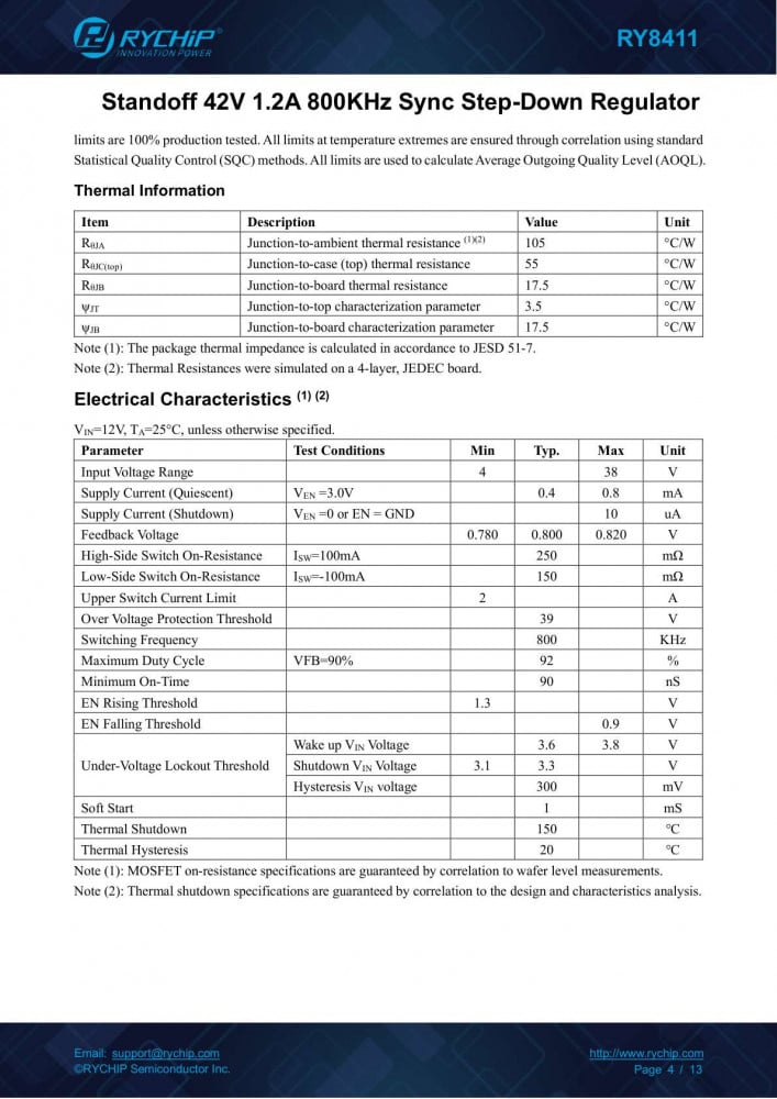RY8411 datasheet page 4