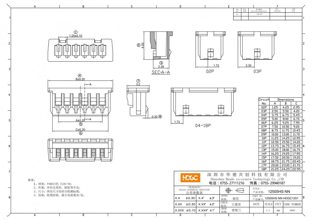 12505HS-03-HDGC1251 technical document page