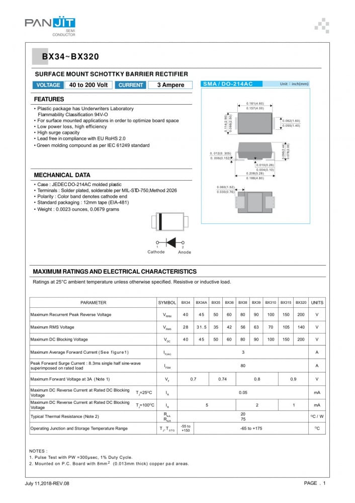 BX310 datasheet page 1