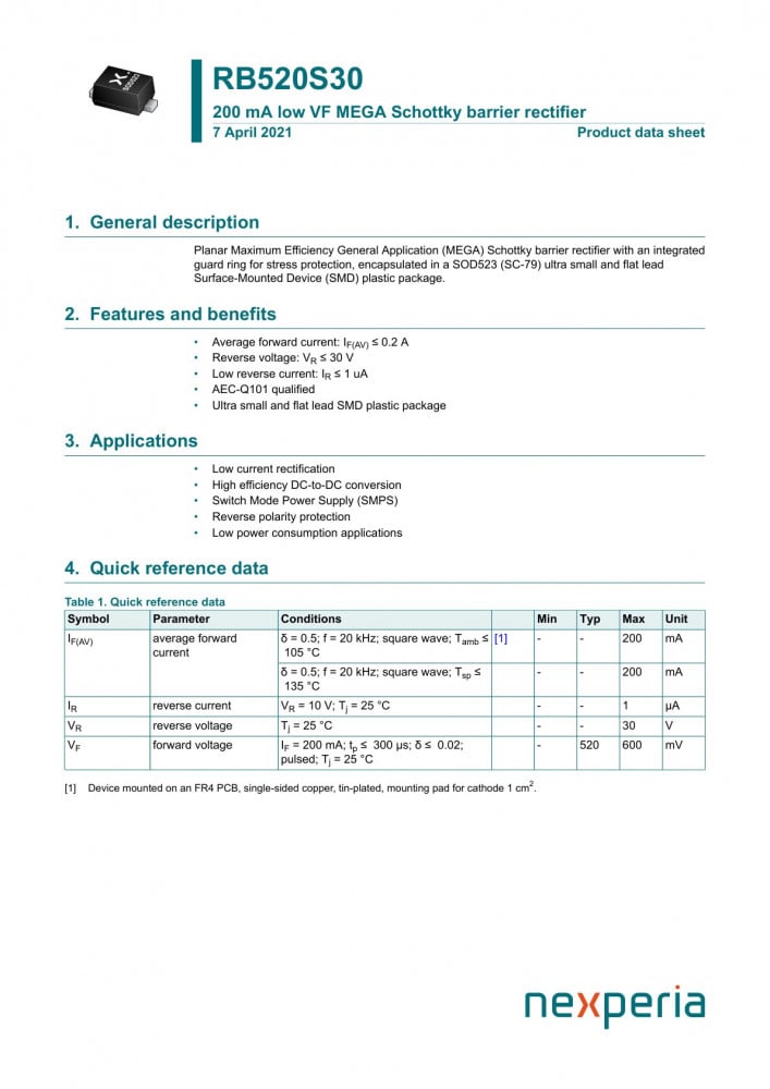 RB520S30 datasheet page 1