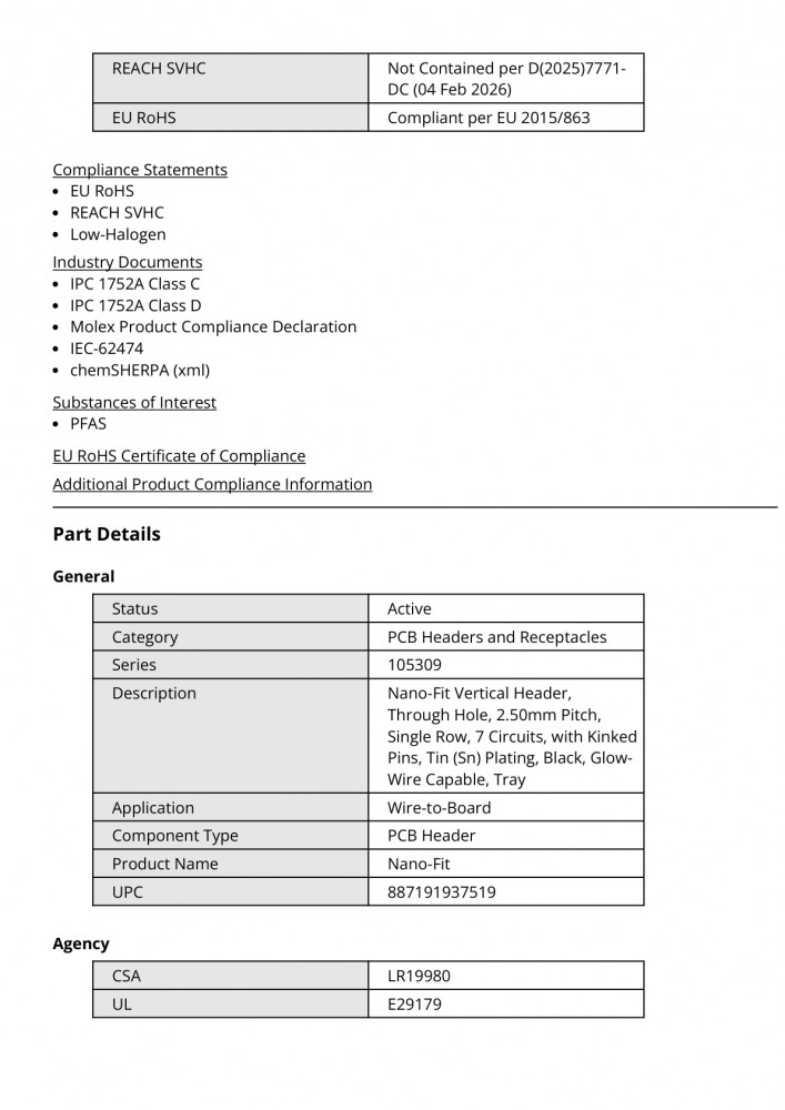 Nano-Fit product specification page 2