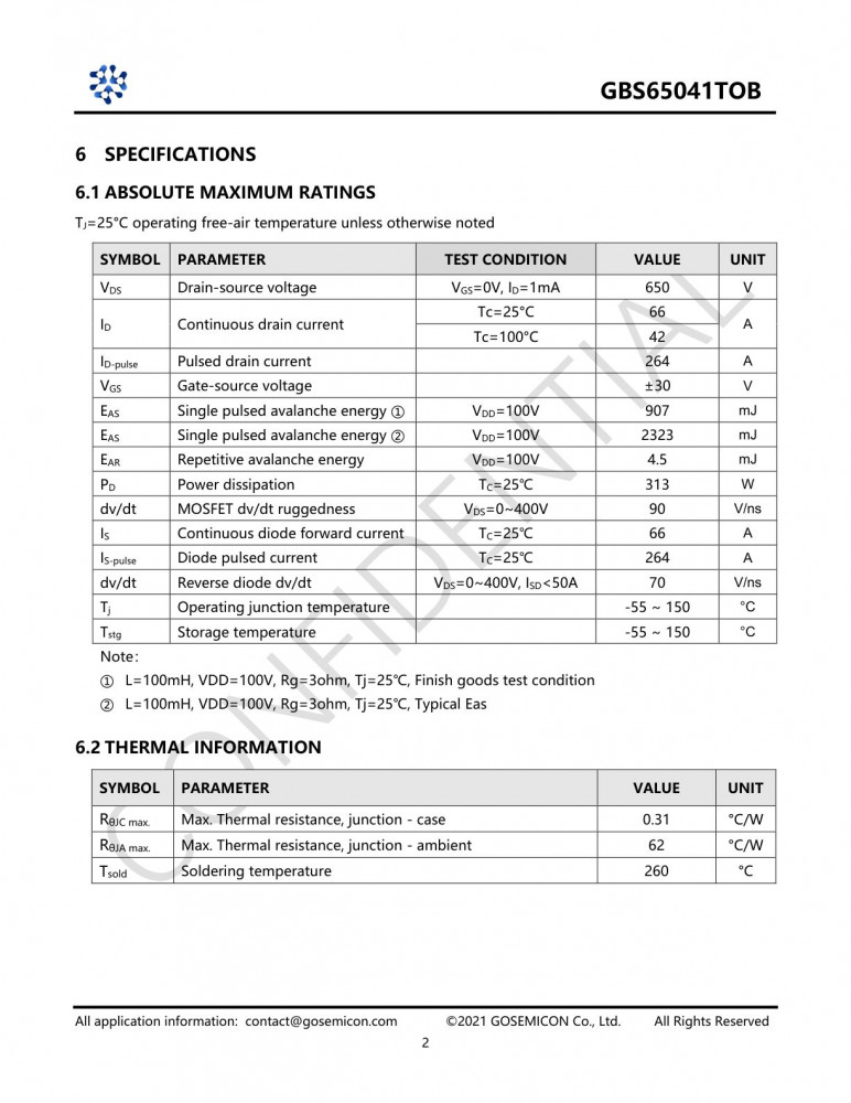 GBS65041TOB datasheet page 2