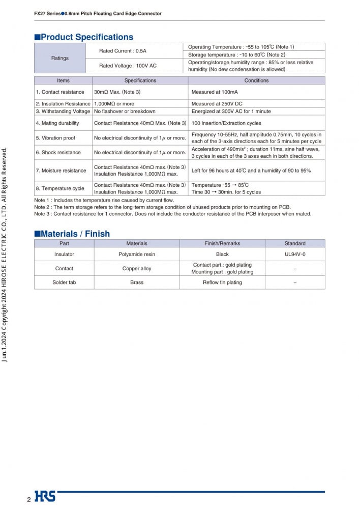 HRS FX27 datasheet page 2