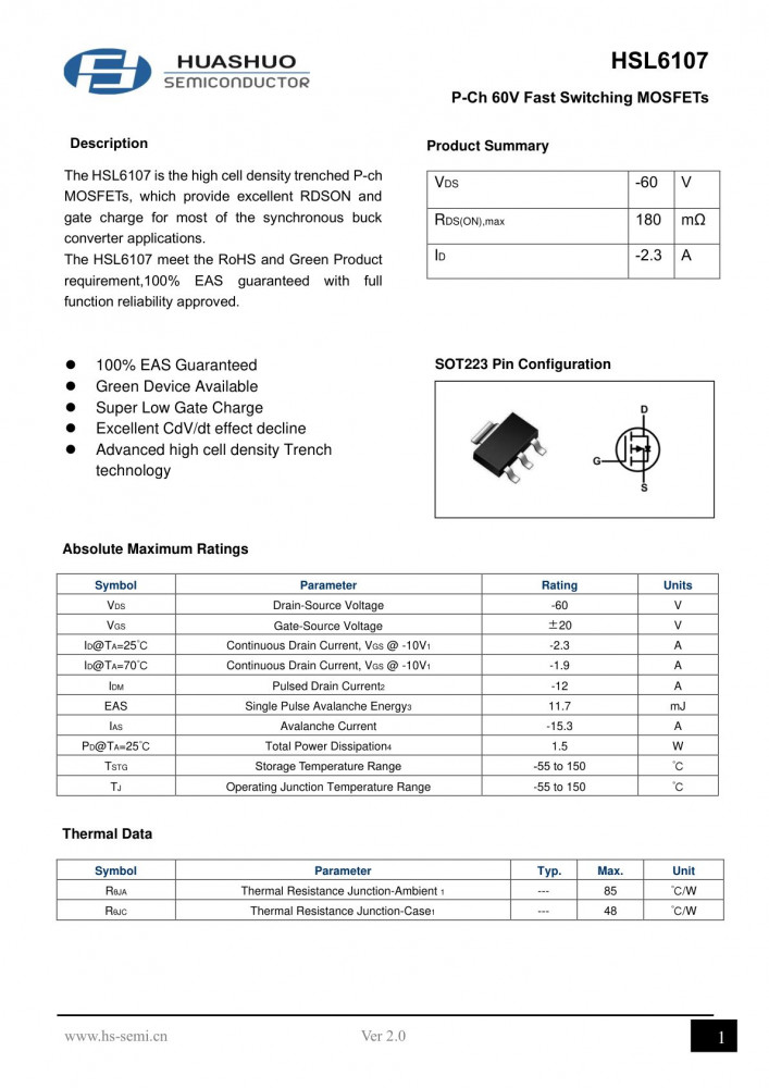 HSL6107 datasheet page 1