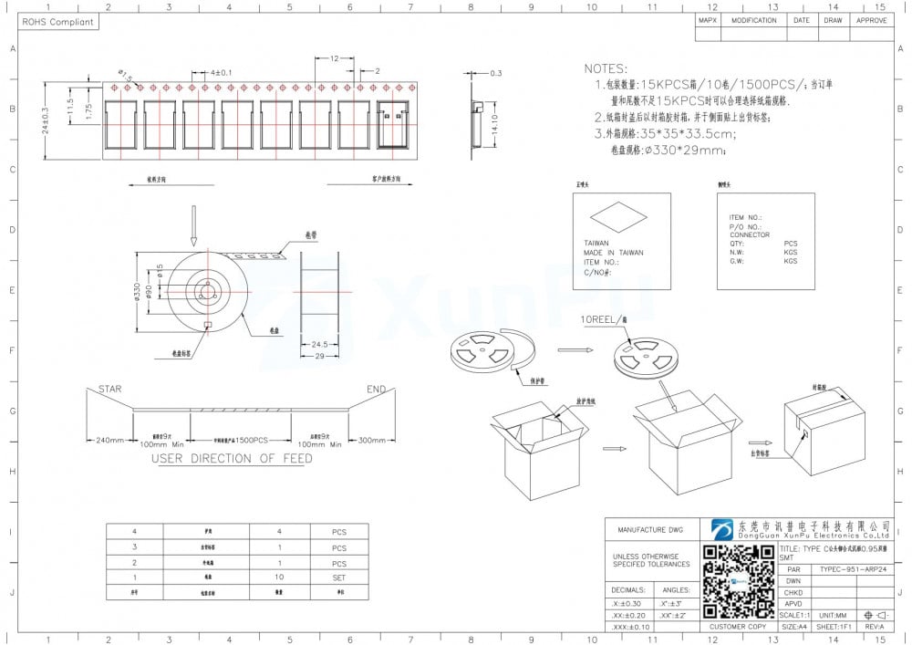 XUNPU TYPEC-951-ARP24 technical drawing page 2