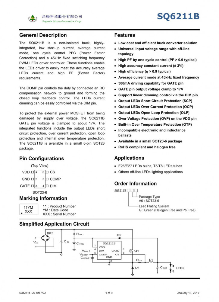 SQ6211BMST datasheet page 1