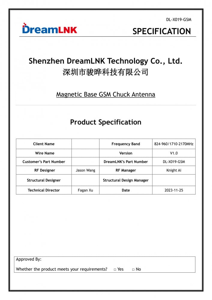 DL-X019-GSM document page 1