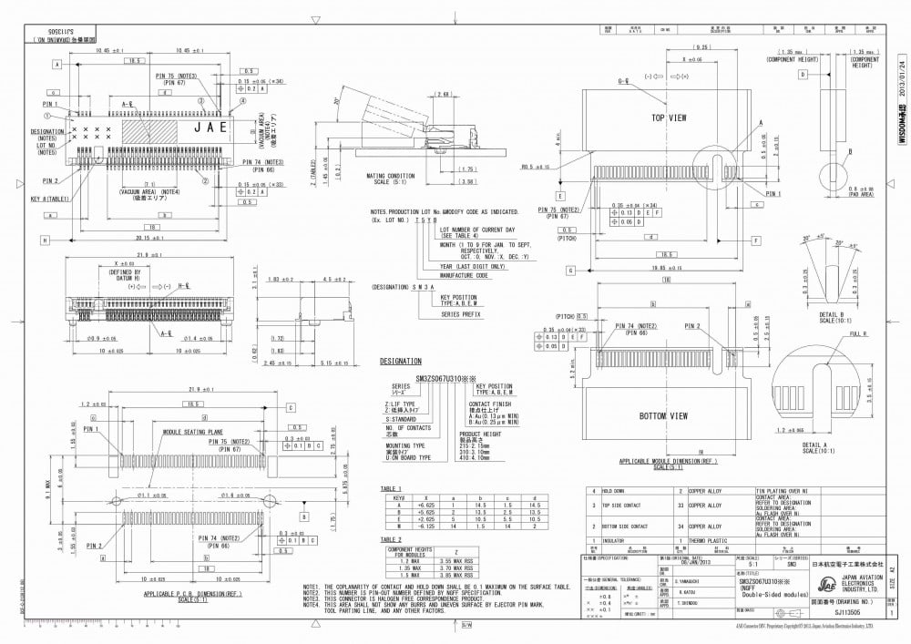 JAE Electronics SM3ZS067U310AMR1200 technical document preview
