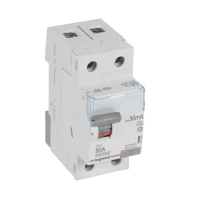 RCCB TX³ 2P 230V~ - 30mA sensitivity - 63A rated current - Type A AC/DC fault protection
