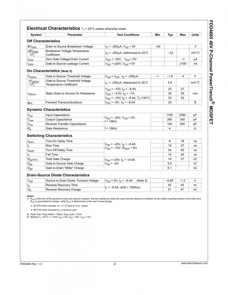 FDD4685 datasheet page 3