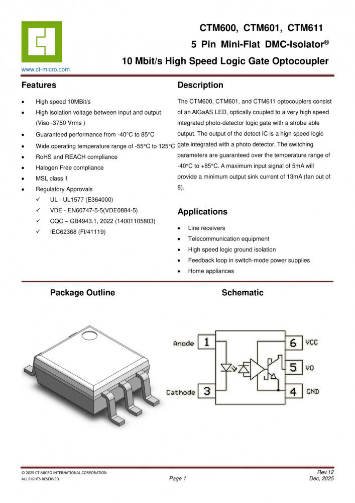 CTM611 datasheet page 1