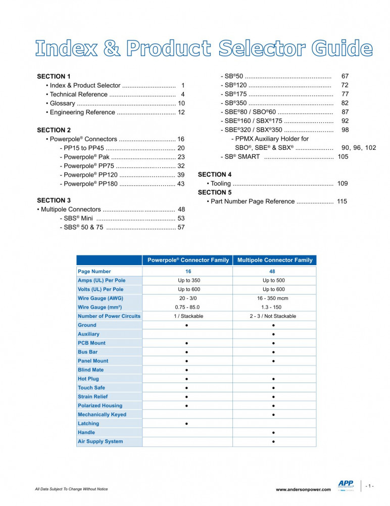 Anderson Power technical document page 3