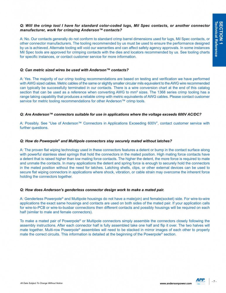 Anderson Power technical document page 9
