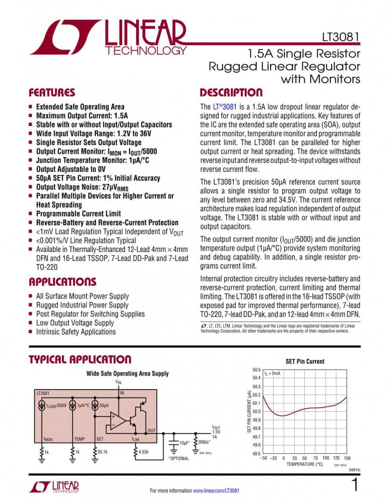 LT3081 technical document page 1