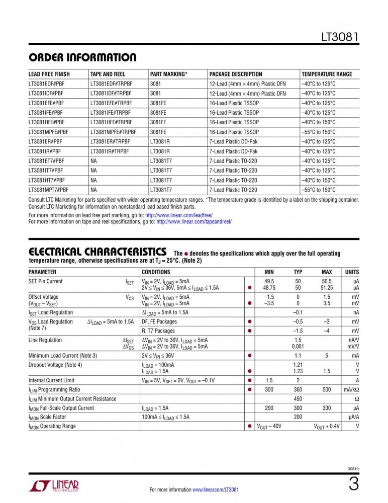 LT3081 technical document page 3