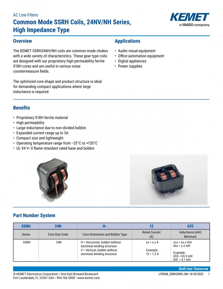 KEMET SSRH24NV/NH datasheet page 1