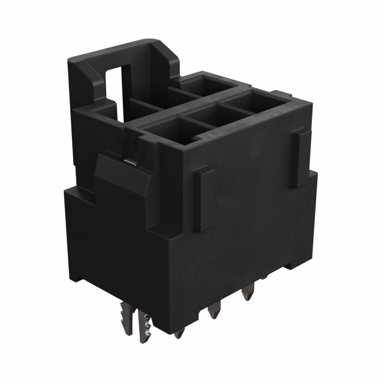 Ultra-Fit Vertical Header, 3.50mm Pitch, Dual Row, 6 Circuits, with Solder Clips, 0.76µm Gold (Au) Plating, Black, Glow-Wire Capable, Tray for sale