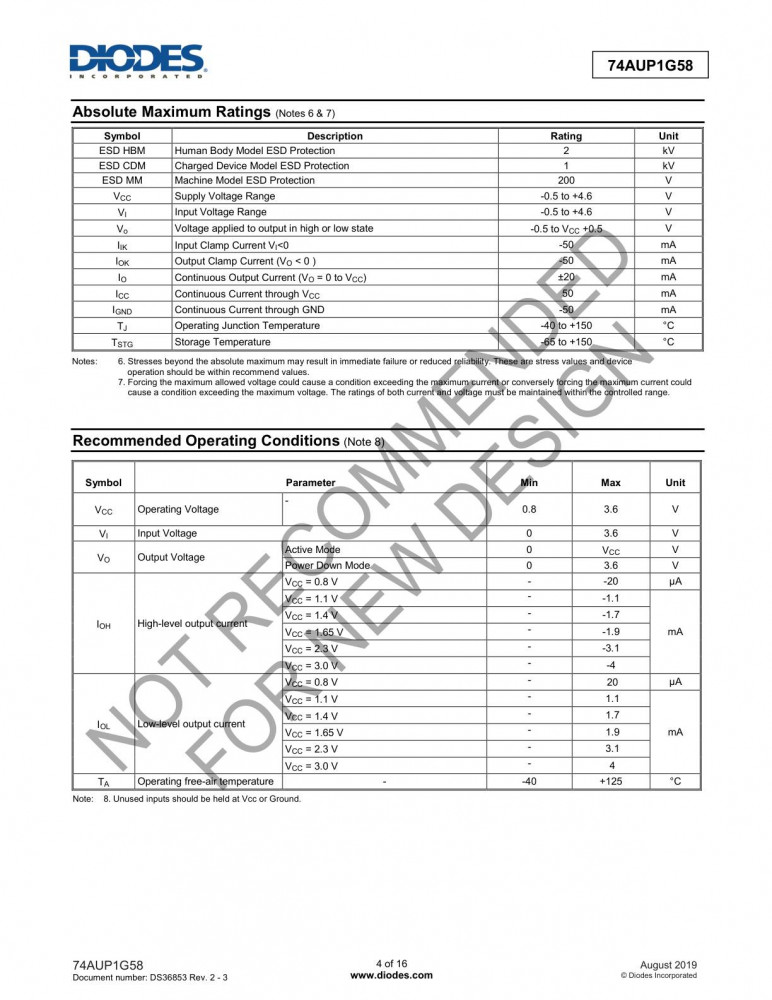 74AUP1G58FZ4-7 datasheet page 4
