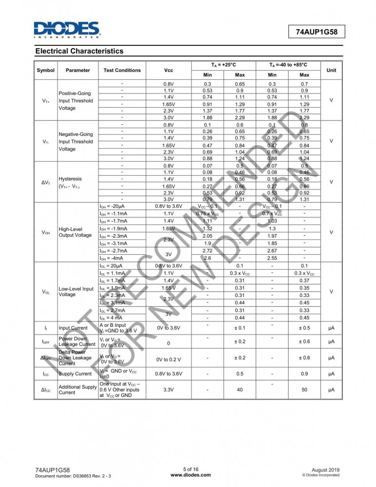 74AUP1G58FZ4-7 datasheet page 5
