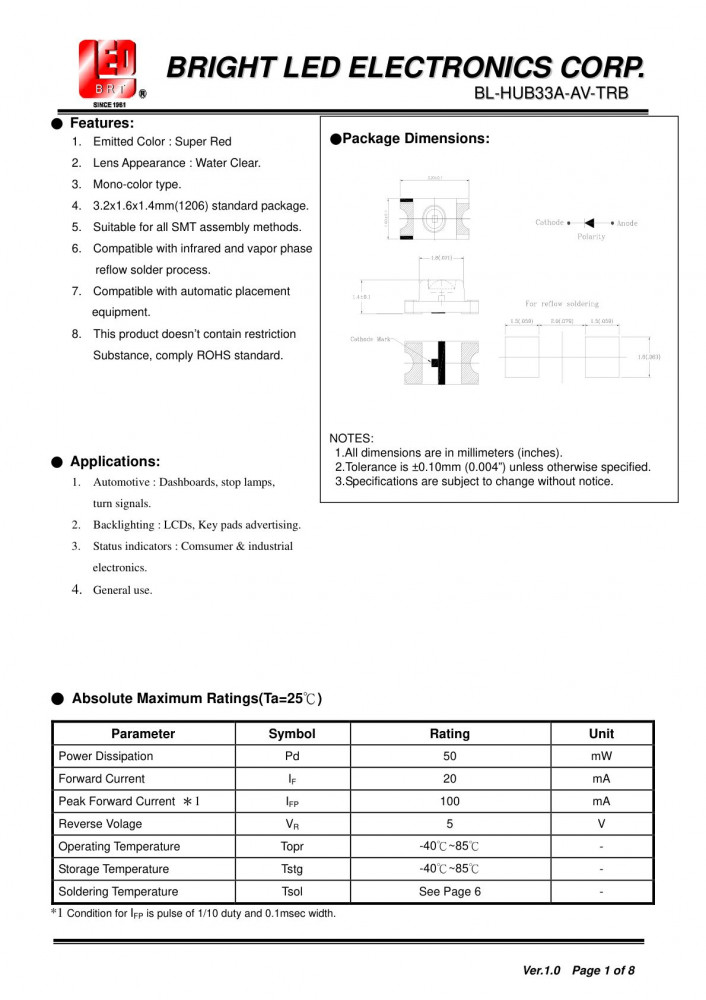 BL-HUB33A-AV-TRB datasheet page 1