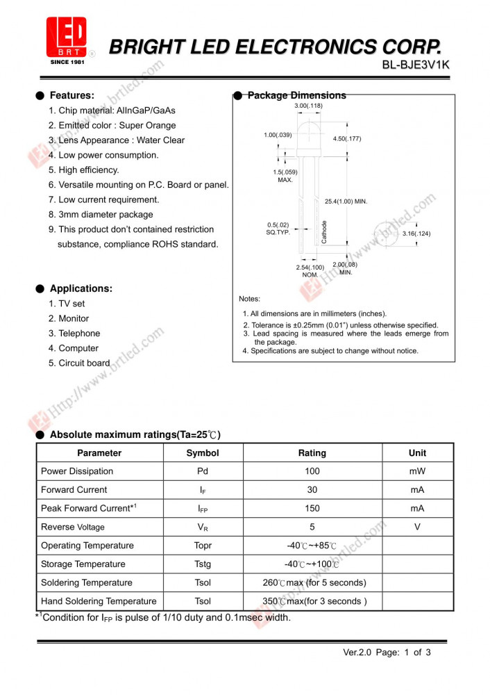 BL-BJE3V1K technical document page 1