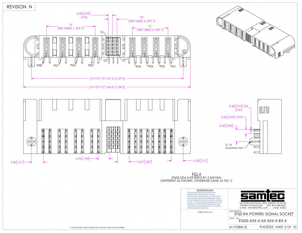 Samtec ET60 drawing page 3