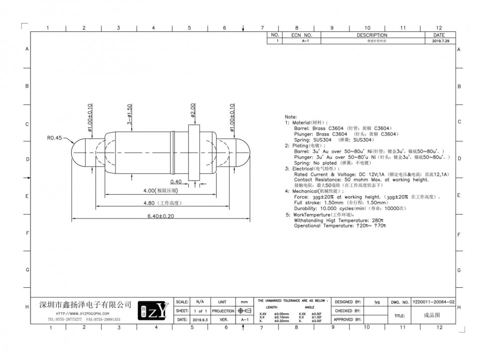 YZD0011-20064-01 packaging document page 3