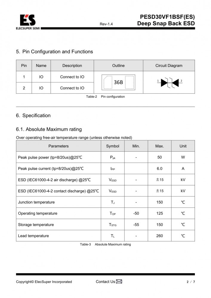 PESD30VF1BSF(ES) datasheet page 2