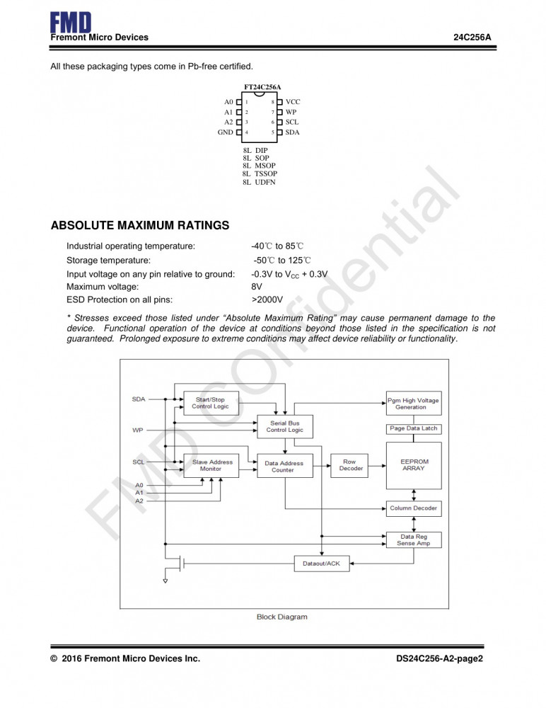 FT24C256A-ESR-T datasheet page 2