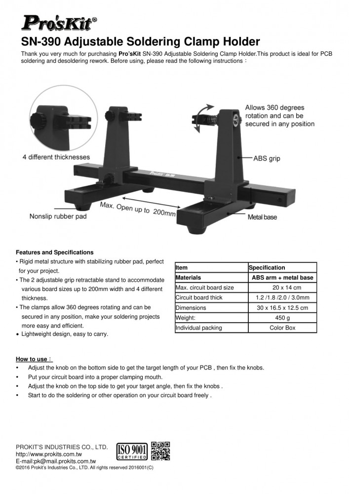 Pro'sKit SN-390 technical document page 1