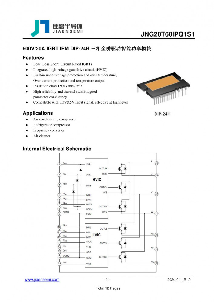 JNG20T60IPQ1S1 datasheet page 1