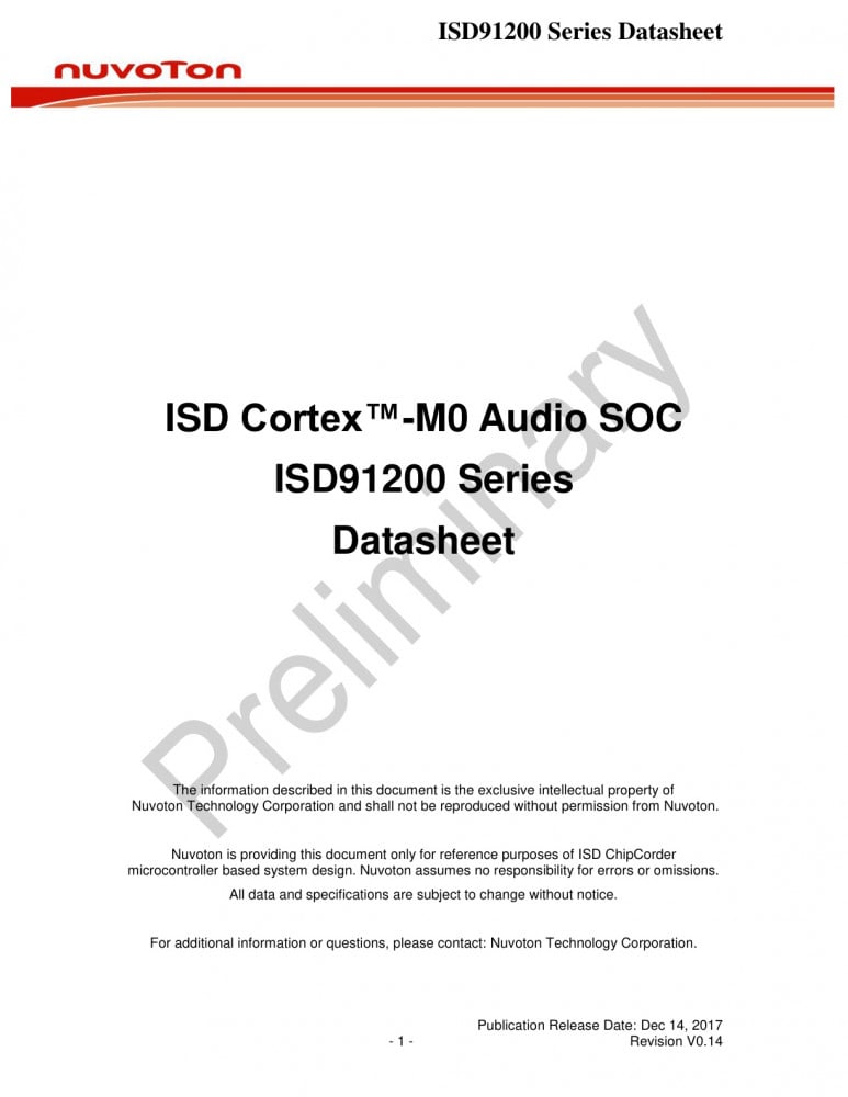 ISD91200 datasheet page 1