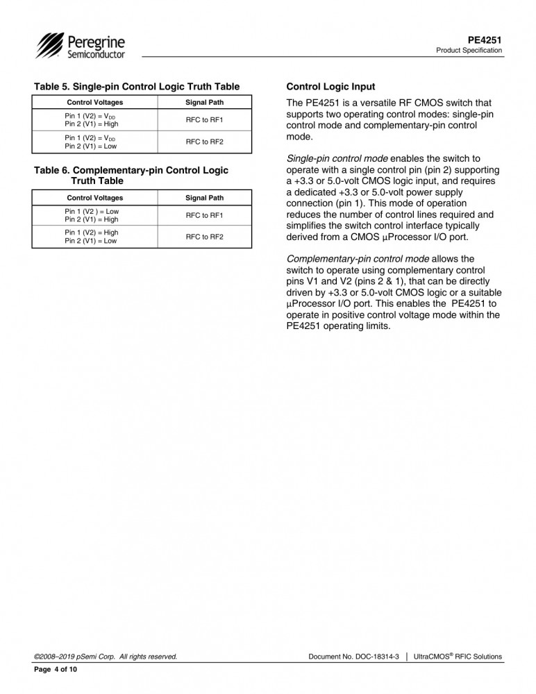 PE4251MLI-Z datasheet page 4