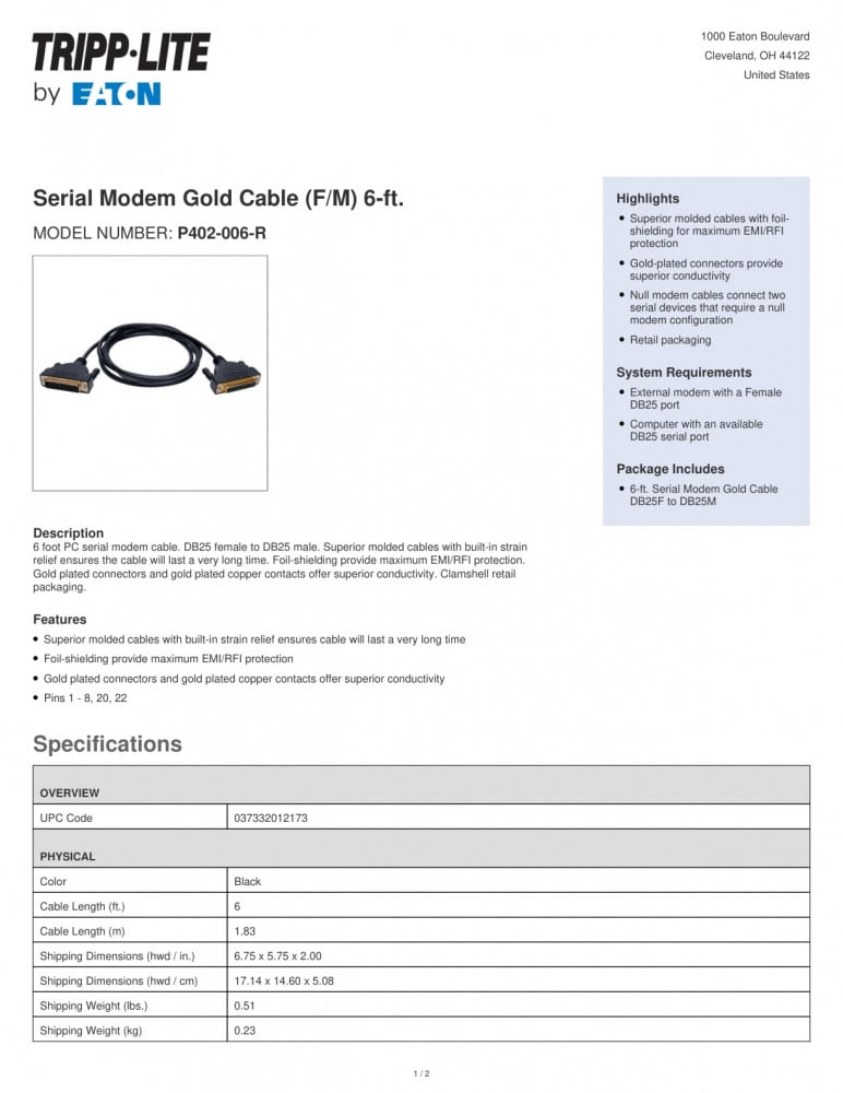 P402-006-R product documentation page 1