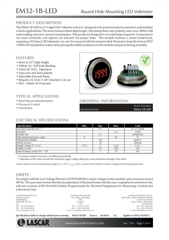 EM32-1B-LED datasheet page 1